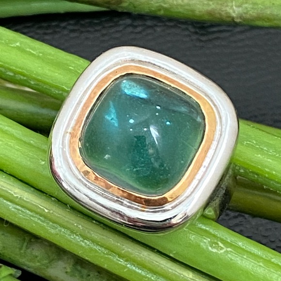 Jewelry | Vintage Unsigned Silvertone Tiffany Blue Dome Glass Stone ...